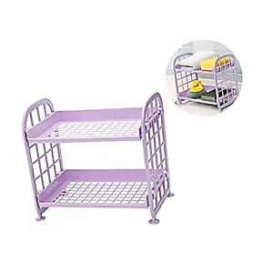 STOBAZA 2 Layers Plastic Living Organizerpurple Assemble Storage Finishing Kitchen Bathroom Room Countertop Toilet Shelf Desktop