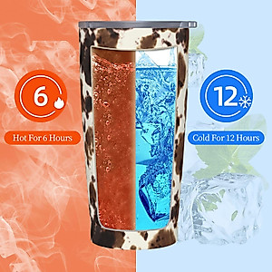 JASROTAO Western Browncow Tumbler,Browncow 20oz Stainless Steel Insulated Travel Tumbler,Travel Coffee Mug with Lid and Straw Water Bottle Drink Tumbler Cups Gifts for Women Men