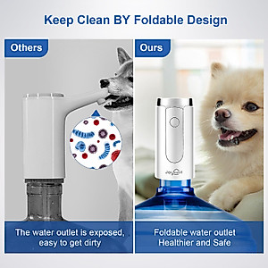 JOYHILL 5 Gallon Water Bottle Pump - Foldable Spout, Smart LED Display, Quiet Operation, Long-Lasting 1200mAh Battery, Food-Grade Material, Portable for Home, Office & Outdoor Use (Black)