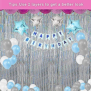 3 Pack Fringe Curtains Party Decorations,Tinsel Backdrop Curtains for Parties,Photo Booth Wedding Graduations Birthday Christmas Event Party Supplies (Silver)