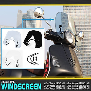 TAZGANTAX Motorcycle Windscreen Windshield Wind Deflector Protector Wind Screen compatible with Piaggio Ves-pa GT200 GTS250 GTS300 2018 2019 2021 2022 All year (Clear)