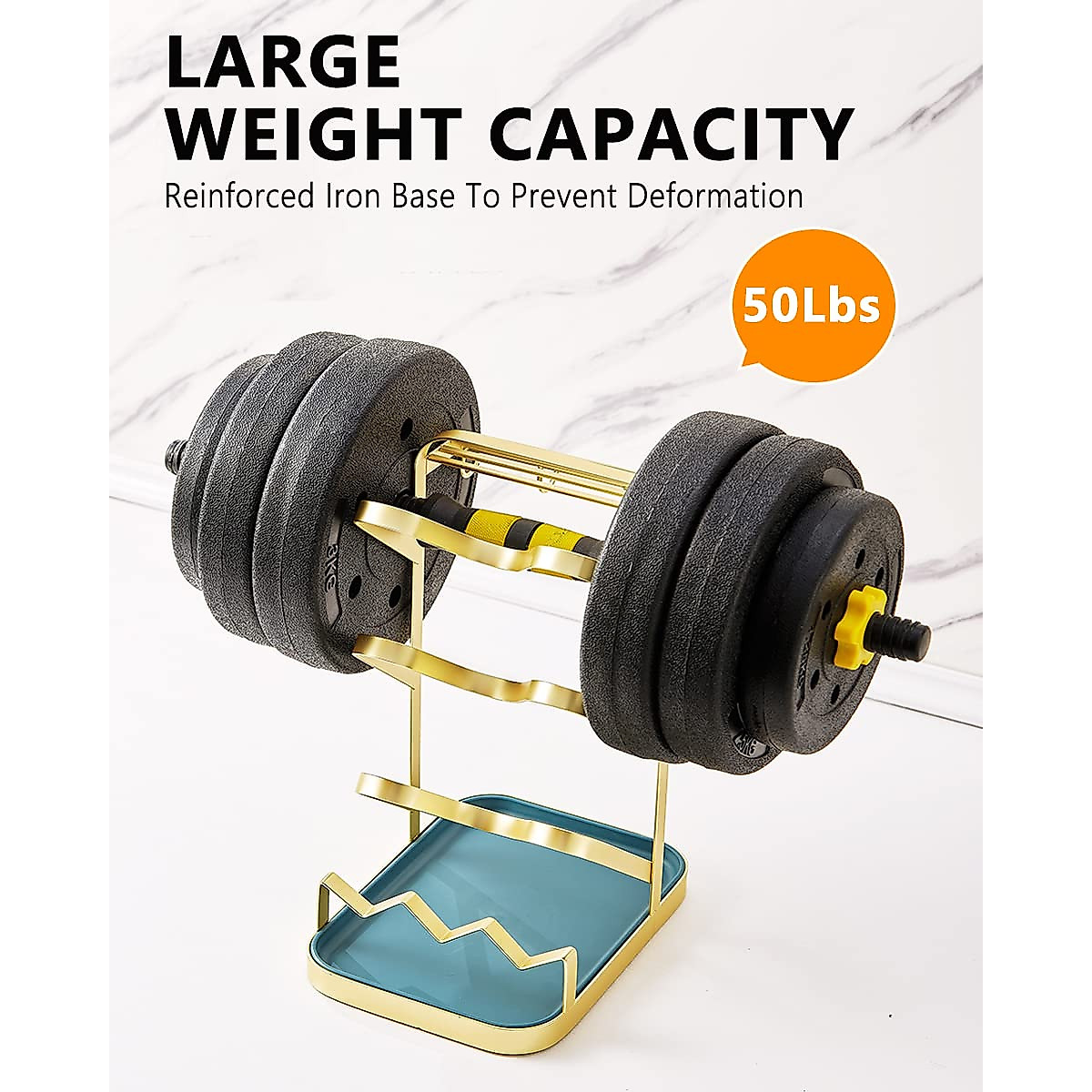 Pot Lid Organizer Rack, Pot Lid Holder for Cabinet and Counter, Kitchen Lid and Spoon Holder with Drip Tray (Gold)