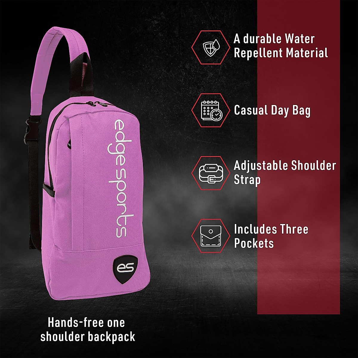 EDGE SPORTS Packable Sling Backpack - Water Bottle Crossbody Sling Perfect for the Gym, Hiking and Travel - Anti Theft Portable Bag (Navy Blue)