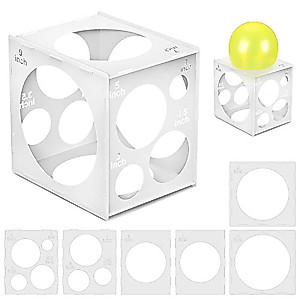 11 Holes Collapsible Plastic Balloon Sizer Box Cube, Balloon Size Measurement Tool for Balloon Decorations, Balloon Arch, Balloon Columns, 2-10 Inch