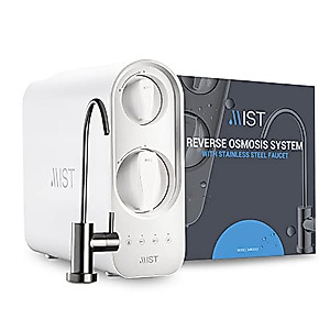 Reverse Osmosis System, Under Sink Compact Tankless RO Water Filter System, Dual-Filter, Reduces TDS, 400 GPD, 6 Stage Filtration Stainless Steel Faucet, Light Indicator Display, FCC Listed- Mist
