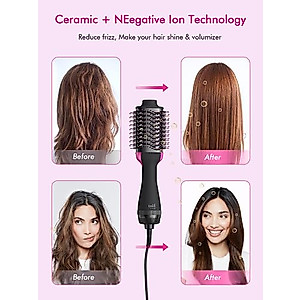 Hair Dryer Brush Blow Dryer: Hot Air Brush One-Step Hairdryer and Styler Volumizer for Drying Volumizing Smoothing Women Hair Oval Barrel - Heated Hair Brush Dryer