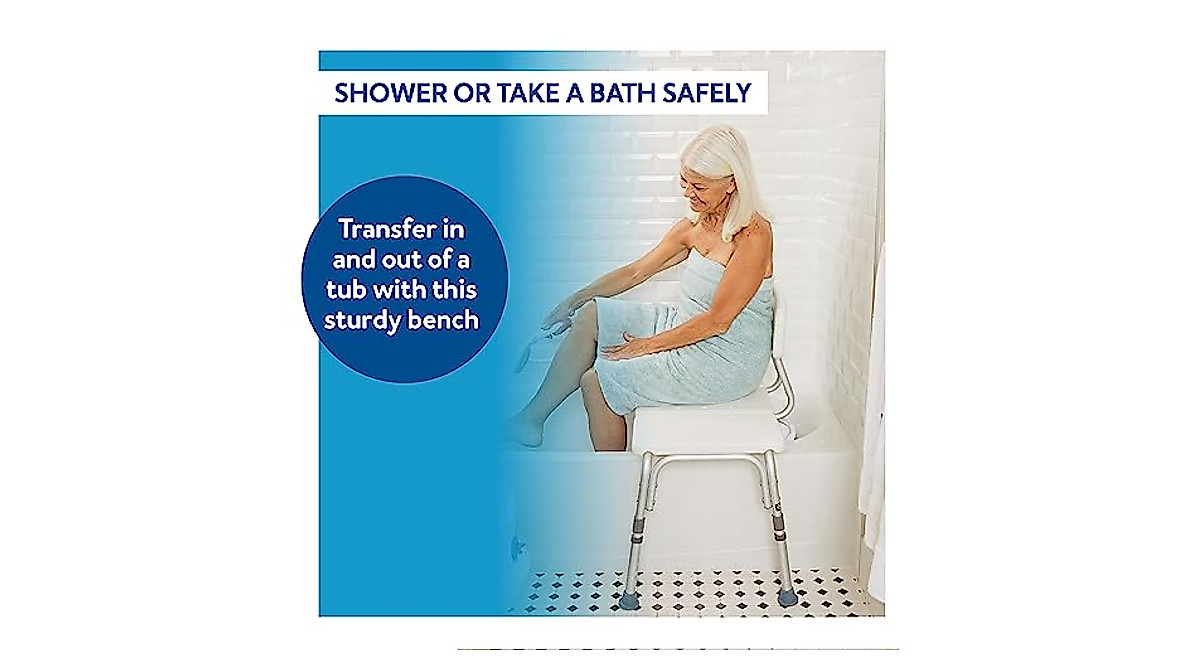 Carex Bathtub Transfer Bench - Adjustable & Reversible Shower Seat