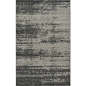 Unique Loom Del Mar Collection Area Rug - Lucille (5' 3" x 8' Rectangle, Dark Gray/ Ivory)