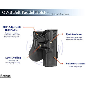 M P 9mm Holster fits S&W M&P 2.0 9mm/40, Smith & Wesson M&P 9mm(Not Shield), S&W SD40VE/SD9VE, Outside Waistband Holster, OWB Paddle Tactical Gun Holster, Adjustable Cant, Quick Release - Right Handed