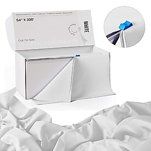 Exquisite 54 Inch X 300 Feet White Plastic Table Cover Roll in A Cut - to - Size Box with Convenient Slide Cutter. Cuts Up to 36 Rectangle 8 Feet Plastic Disposable Tablecloths