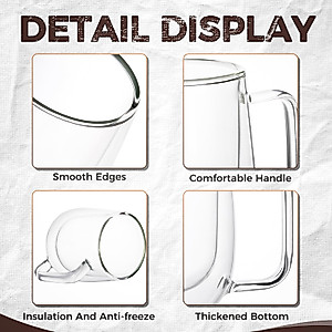 ETERMETA 2 Pack 12 oz Double Walled Glass Coffee Mugs with handle, Thermal Insulted No Condensation Coffee & Tea Cups, Clear Mugs for Americano, Latte, Espresso, Cappuccinos Beverage