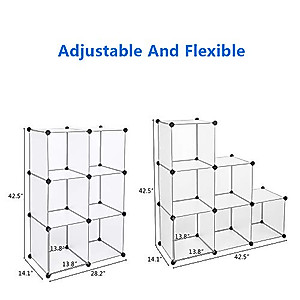 6 Storage Cube 13.8" x 13.8" Cube Organizer DIY Plastic Cube Storage Shelves Cabinet Cubby Shelving Bookshelf Clothes Dresser Closet Storage Playroom Cube Toy Organizer Cabinet (6-Cube, White)