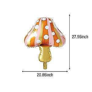 Mushroom Foil Balloons Party Bouquet Decorations Mushroom Mylar Balloons for Kids Birthday Baby Shower Mushroom Themed Party