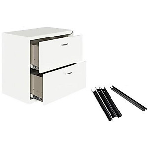Hirsh Lateral Metal File Cabinet Set 30" W 2 Drawer White with Front/Back Rails