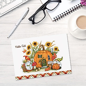 Current - Grateful Gnomes Thanksgiving Cards, Susan Winget, Themed Holiday Card Variety Value Pack, Set of 8 Large 5 x 7-Inch Cards, Assortment of 4 Unique Designs, Envelopes Included