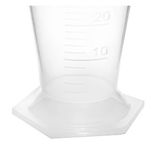 EISCO Conical Measure, 50ml - Polypropylene Plastic, Translucent - Pouring Spout - 2ml Raised Graduations - Hexagonal Base