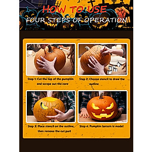 JVAENOUSN Halloween Pumpkin Carving Kit 12 Pcs Pumpkin Carving Tools Easy Professional Pumpkin Carving Cookie Cutters Stencils for Family Adults