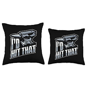 Forging Tools Equipment Kit Gifts For Beginners I'd Hit That Hobby Legend Forging Anvil Blacksmith Throw Pillow, 18x18, Multicolor