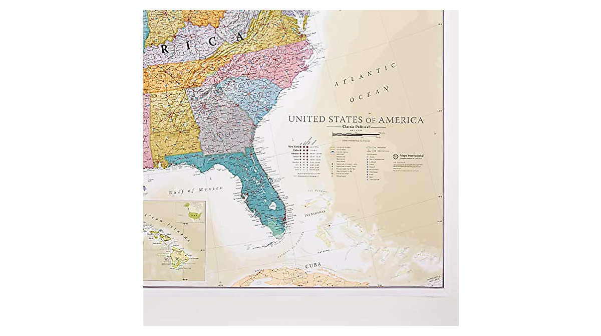 Giant Classic USA Map - 46 x 80 Inches Poster