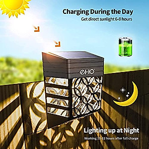 EHO Solar Deck Lights, Solar Fence Lights Outdoor Waterproof LED Garden Decorative Lighting for Post, Patio, Front Door, Step, Stair, Pool and Yard, Warm White, 4 Pack