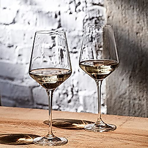 Krosno Large White Wine Glasses | Set of 6 | 13.2 oz | Avant-Garde Collection | Crystal Glass | Perfect for Home, Restaurants and Parties | Dishwasher Safe