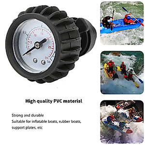 Simlug PVC Inflatable Boat Barometer, 0‑2 BAR/0‑30 PSI Rubber Dinghy Unidirectional Pressure Gauge for Inflatable Boats, Support Plates