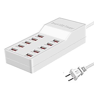 MaxLax USB Charger Station,10-Port 50W/10A Multiple USB Charging Station,Multi Ports USB Charger Charging for Smartphones，Tablets，and Other USB Devices.