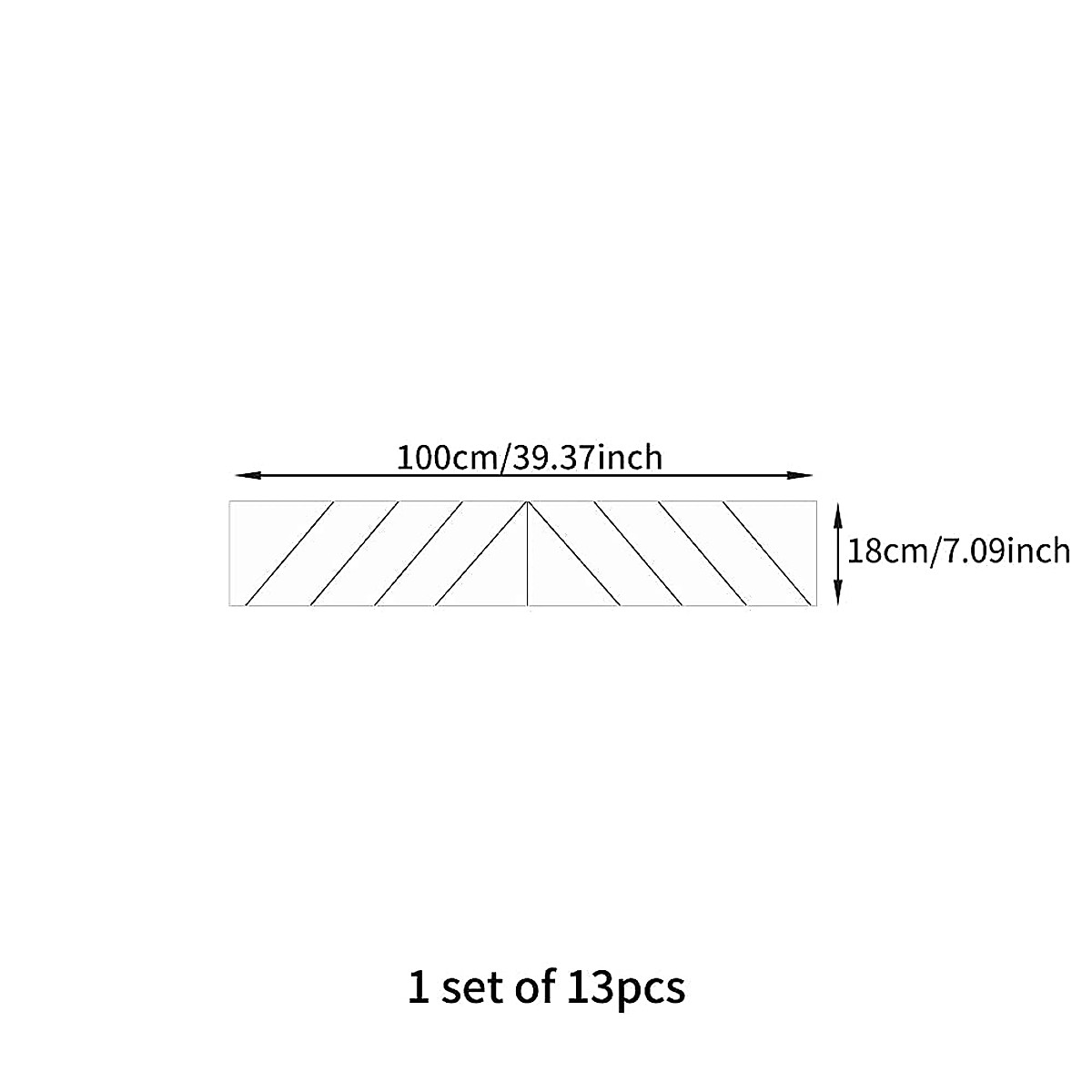 funlife 13Pcs Scandinavian Style Peel and Stick Vinyl Stair Riser Decals Stickers, 39.37"x7.09" White Herringbone