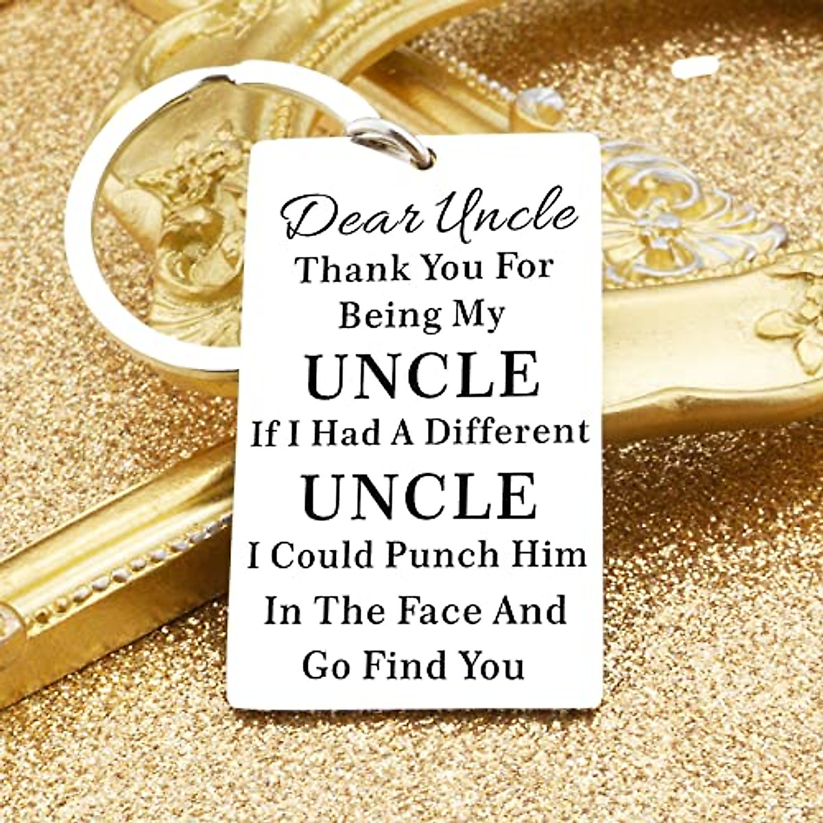 Uncle Gifts from Niece Nephew Mens Stocking Stuffers for Men Adults Uncle Keychain Uncles Gift Funny Christmas Present Thank You for Being My Uncle to be Father's Day