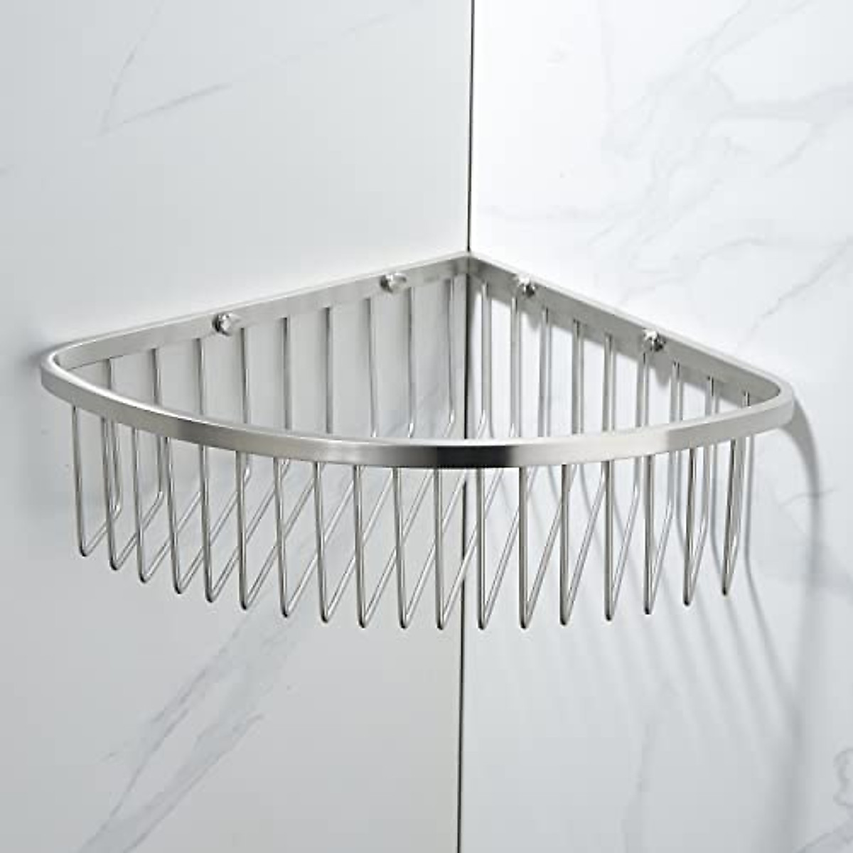 Segistan Bathroom Corner Shower Caddy Organizer, SUS304 Stainless Steel Heavy Duty Rust-Proof Bathroom Shelf Organizer Shampoo Holder, Wall Mounted Storage Rack for Bathroom Kitchen, Brushed Nickel