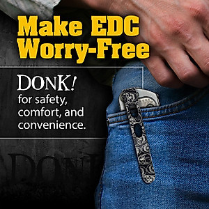 Donk! Titanium Pocket Clip. Made for Leatherman Free (P2, P4, T2 & T4) Curl & Bond. TC4 Titanium. Matte Finish. 2 Screws. 5 Custom Designs. Extra Carry Options - 'Numb Skulls Dark’