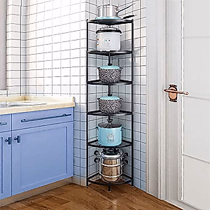 Kitchen Corner Shelf Rack, Multi-layer Pot Rack Storage Organizer Stainless Steel Shelves Shelf Holder (6 Tier-2)