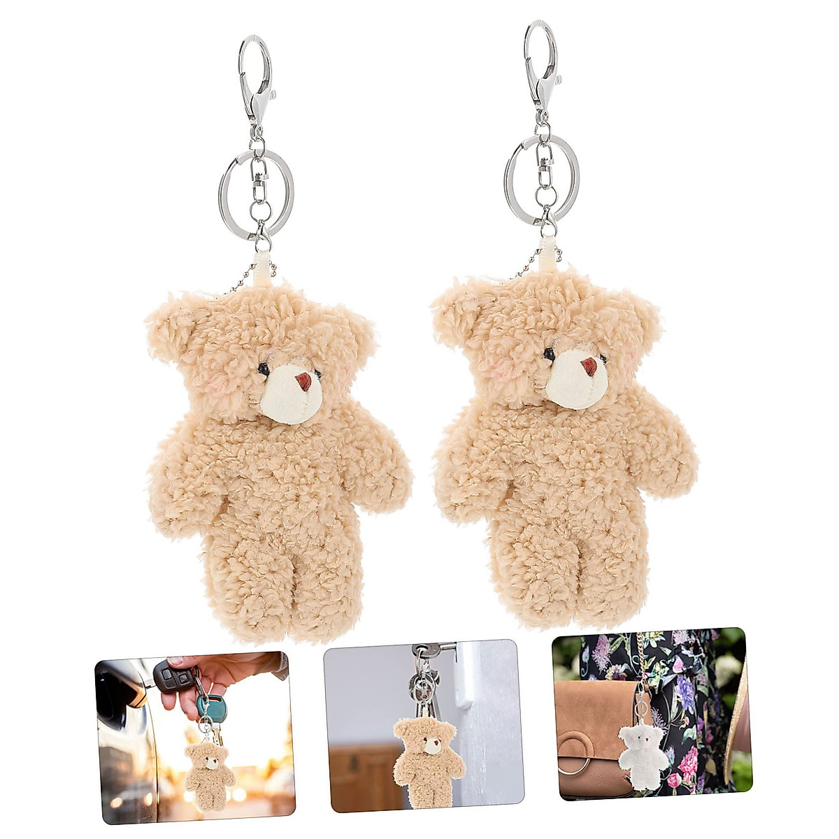 BESTOYARD 8 Pcs Key Chain Pendant Bear Purse Car Keychain for Women Baby Bath Mitten Fluffy Kawaii Keychain Car Key Ring Keychain for Backpacks Kawaii Bag Kid Accessories Cute Alloy