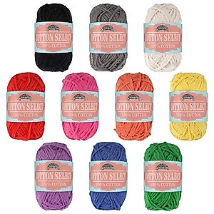 JubileeYarn Cotton Select Bonbon Yarn - Assortment A - 10x10g Mini Ball - 1 Pack