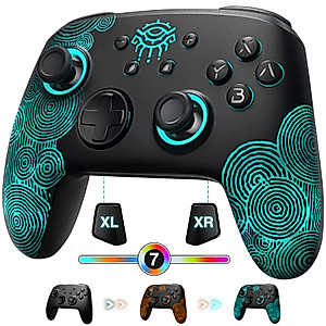 FUNLAB Firefly™ [Luminous Pattern] Switch Pro Controller Wireless Compatible with Nintendo Switch/OLED/Lite, Bluetooth Remote Gamepad with 7 LED Colors/NFC/Paddle/Turbo/Motion Control