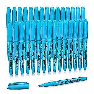 Shuttle Art Highlighters, 30 Pack Blue Highlighters Bright Colors, Chisel Tip Dry-Quickly Non-Toxic Highlighter markers for Adults Kids Highlighting in the Home School Office