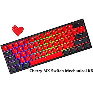 BOYI Wired 60% Mechanical Gaming Keyboard,Mini RGB Cherry MX Switch PBT Keycaps NKRO Programmable Type-C Keyboard for Gaming and Working (Black Red Rose Color,Cherry MX Blue Switch)