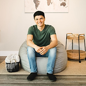 Big Joe Fuf Medium Foam Filled Bean Bag Chair with Removable Cover, Fog Lenox, Durable Woven Polyester, 3 feet Big