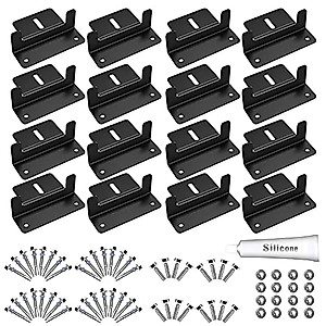 Solar Panel Mounting Bracket Aluminum Solar Panel Z Brackets Roof Solar Panel Bracket for RV, Boat, Wall, Caravans, Yacht and Other Off Gird Installation, Set of 16 Units, Black