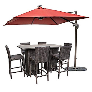 TK Classics Venice-Pub-KIT-4 Venice Pub 5 Piece Table Set with Barstools Outdoor Wicker Patio Furniture