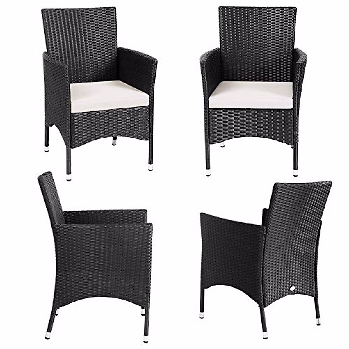 Casart Set of 2 Rattan Cushioned Chairs, Outdoor Wicker Dining Armchairs, Perfect for Porch, Patio and Balcony