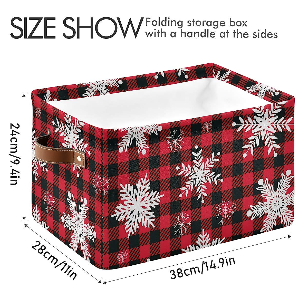 Rectangular Christmas Storage Bin Snowflakes Christmas Basket with Handles - Nursery Storage, Laundry Hamper, Book Bag, Gift Baskets