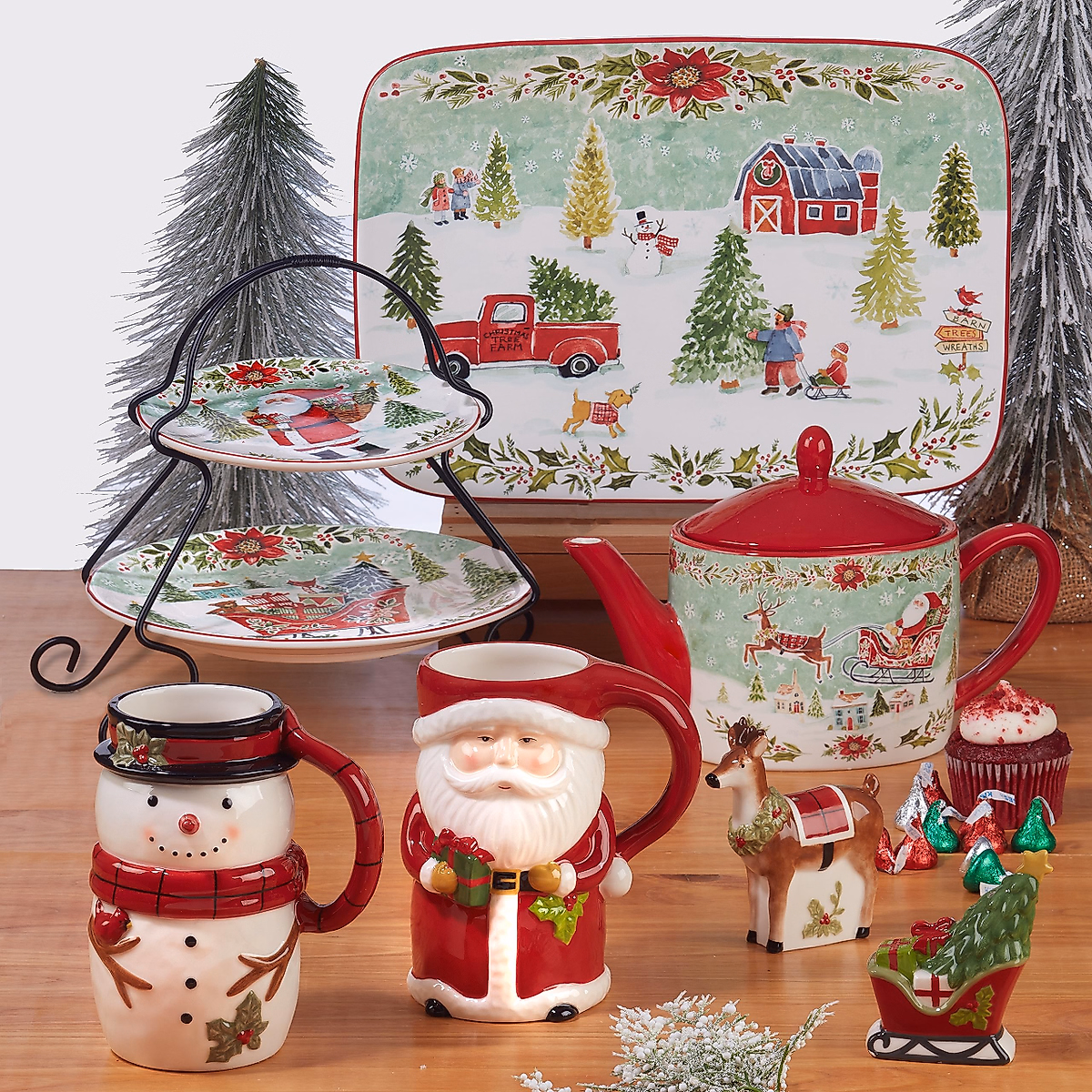 Certified International Joy of Christmas 9" Salad/Dessert Plates, Set of 4 Assorted Designs, Multicolor