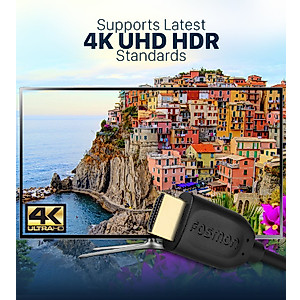 Fosmon 4K HDMI Cable 10FT/3M, HDMI 2.0 Cable 4K@60Hz/2160p Support 18Gbps, HDCP, 3D, ARC, Dolby TrueHD, 30AWG Compatible with UHD TV, PC Monitor, Console, PS4, PS5, Xbox 360/One/X/S, Nintendo Switch
