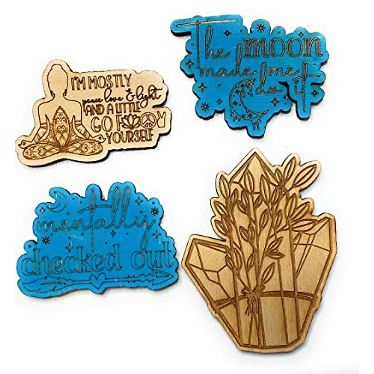 Zen Magnets Set of 4, Crystals and Sage Magnet Set, Refridgerator Magnet Set