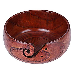 Wooden Yarn Bowl Holder - 6" x 3" Knitting Bowl with Holes Storage Crochet Yarn Holder Bowl for Knitting & Crocheting