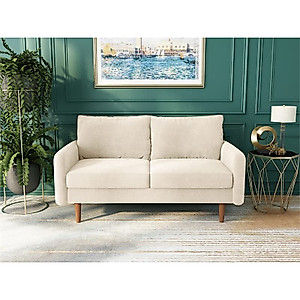 Kingway Furniture Aurora Velvet Living Room Loveseat in Beige