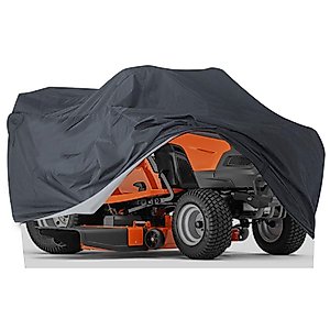 ConPus lawn mower cover, Riding Lawn Mower Cover , Lawn Tractor Cover Outdoors Waterproof Heavy Duty Zero Turn Mower Cover Fits Decks up to 54 Inch Drawstring Windproof Buckle Storage Bag-72 x 54 x 46