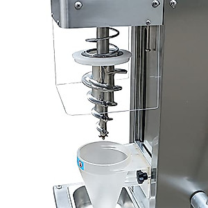 INTBUYING 110V 750W Frozen Fruit Ice Cream Yogurt Blender, 304 Stainless Steel Swirl Spiral Mixing Blade, Frozen Milkshake Fruit Dessert Mixer with Two Cone Hopper