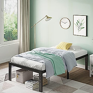 Sementa Twin-Bed-Frames 16 Inch High Heavy Duty-Platform-Mattress-Foundation - No Box Spring Needed,Storage Underneath,Easy Assembly,Noise Free,Black